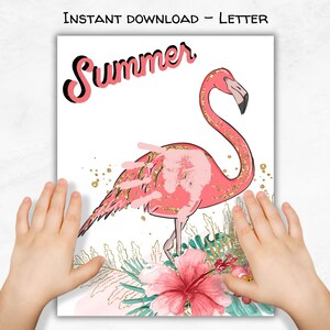 Flamingo Handprint Craft for Kids, Summer Handprint Art, Handprint Art ...