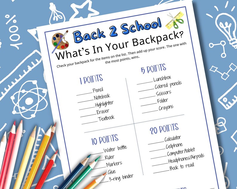 What's in Your Backpack Printable, Back to School Icebreaker Game for ...
