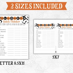 Halloween Quick Thinker Game, Printable Halloween Kids Activity ...