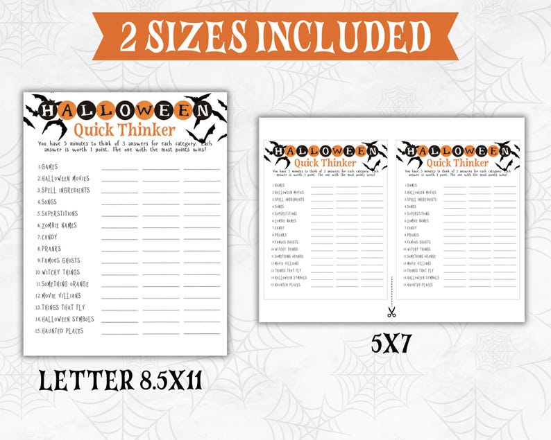 Halloween Quick Thinker Game, Printable Halloween Kids Activity ...