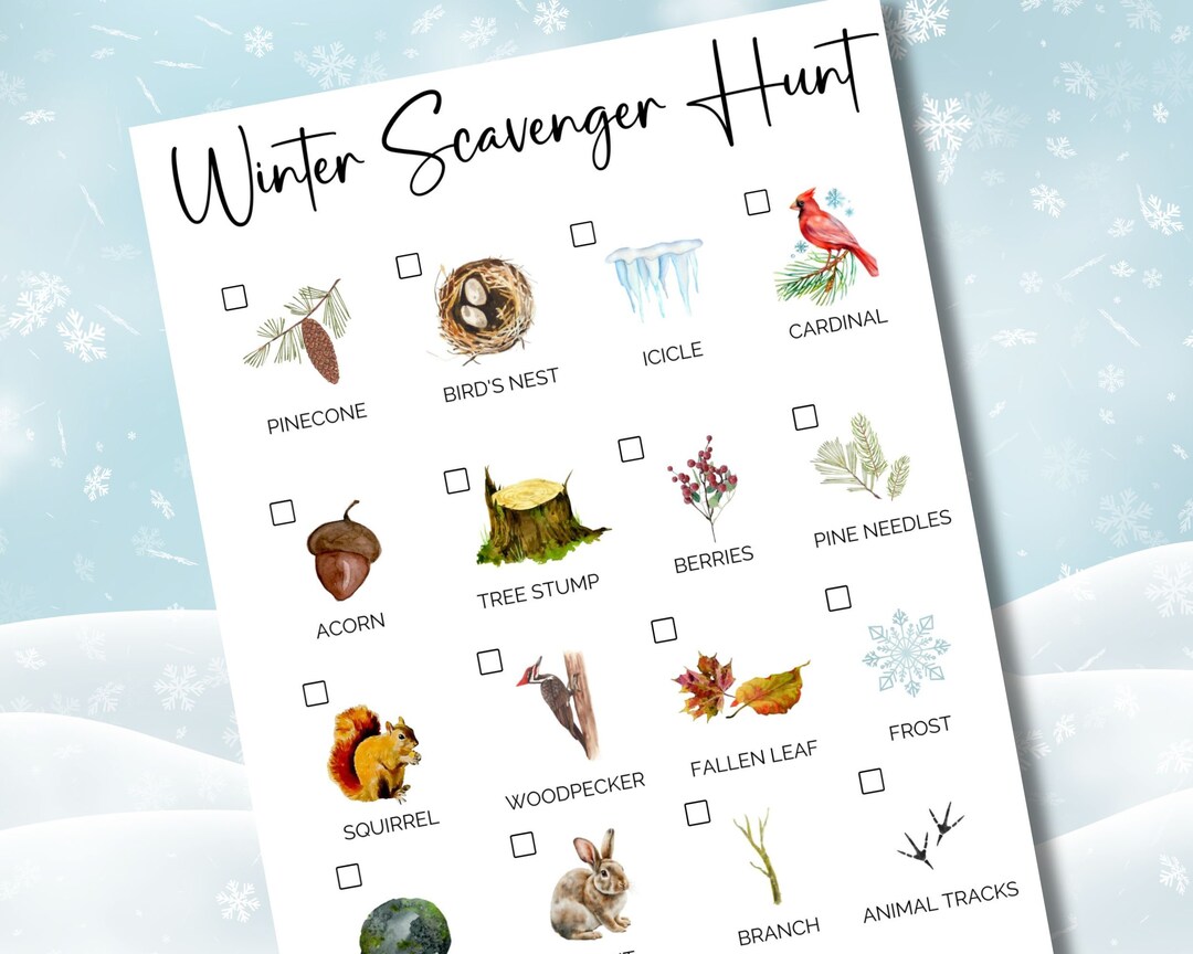 Winter Scavenger Hunt for Kids, Outdoor Scavenger Hunt for Kids, Winter ...