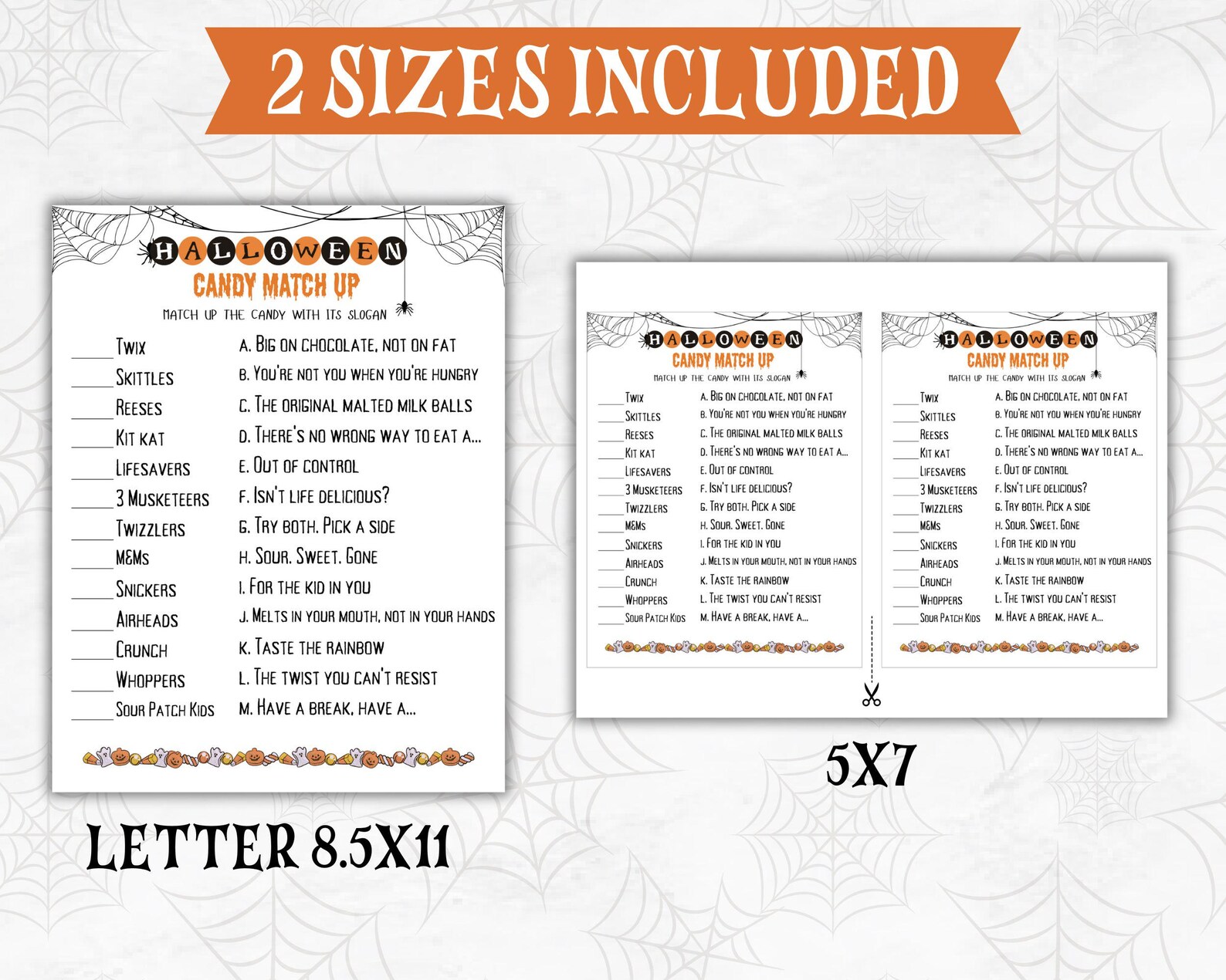 Halloween Trivia Candy Match Game, Halloween Candy Guessing Game ...