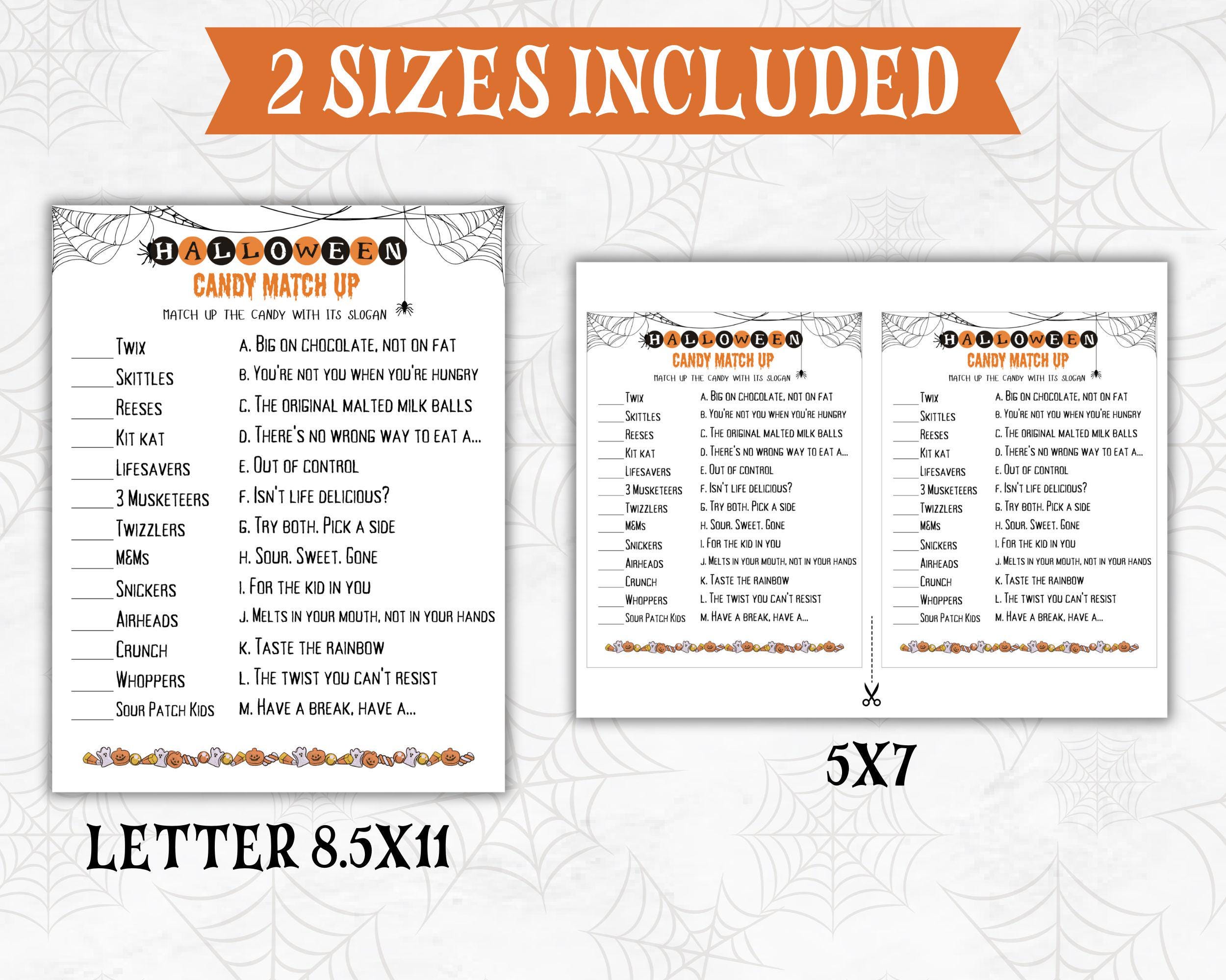 Halloween Trivia Candy Match Game, Halloween Candy Guessing Game ...