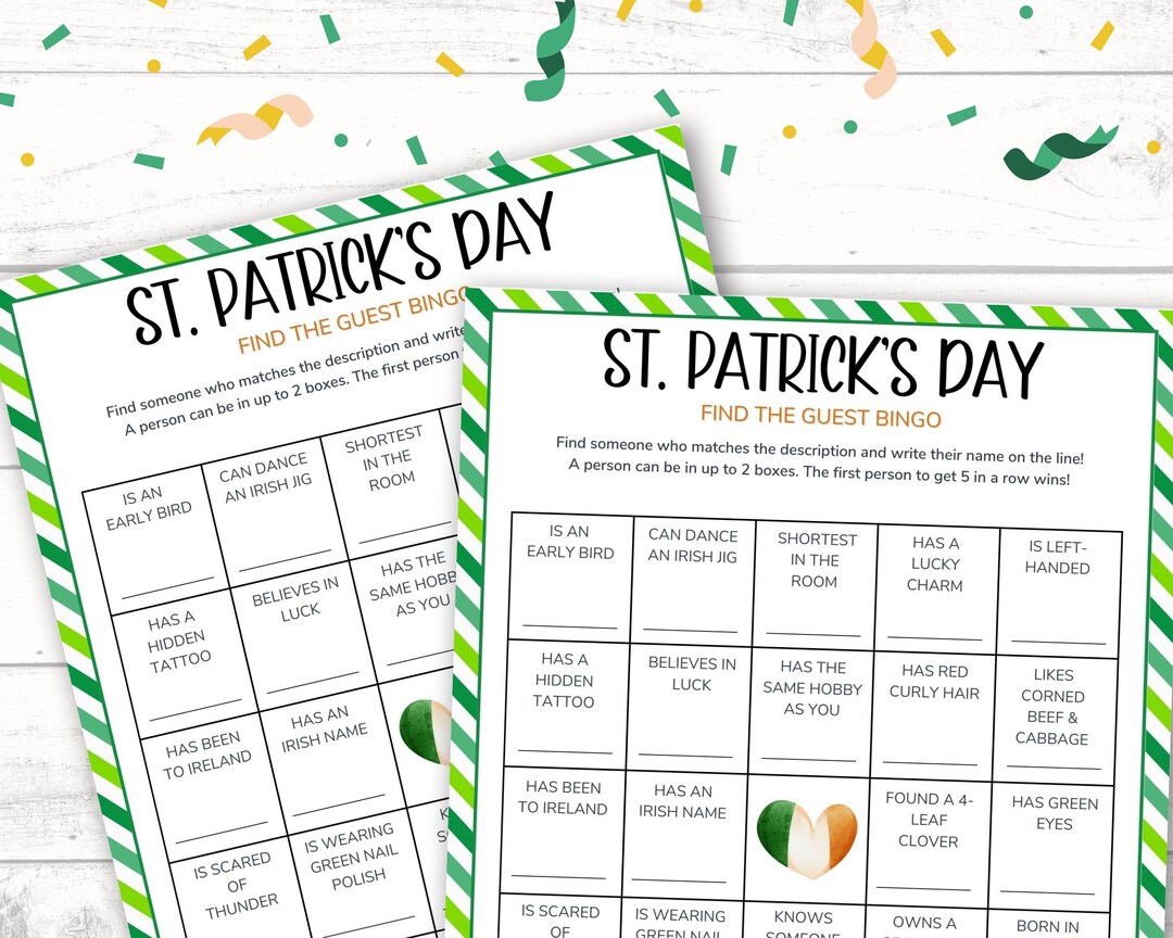 St. Patrick's Human Bingo, Ice Breaker, Adult Party Games, Office Party ...