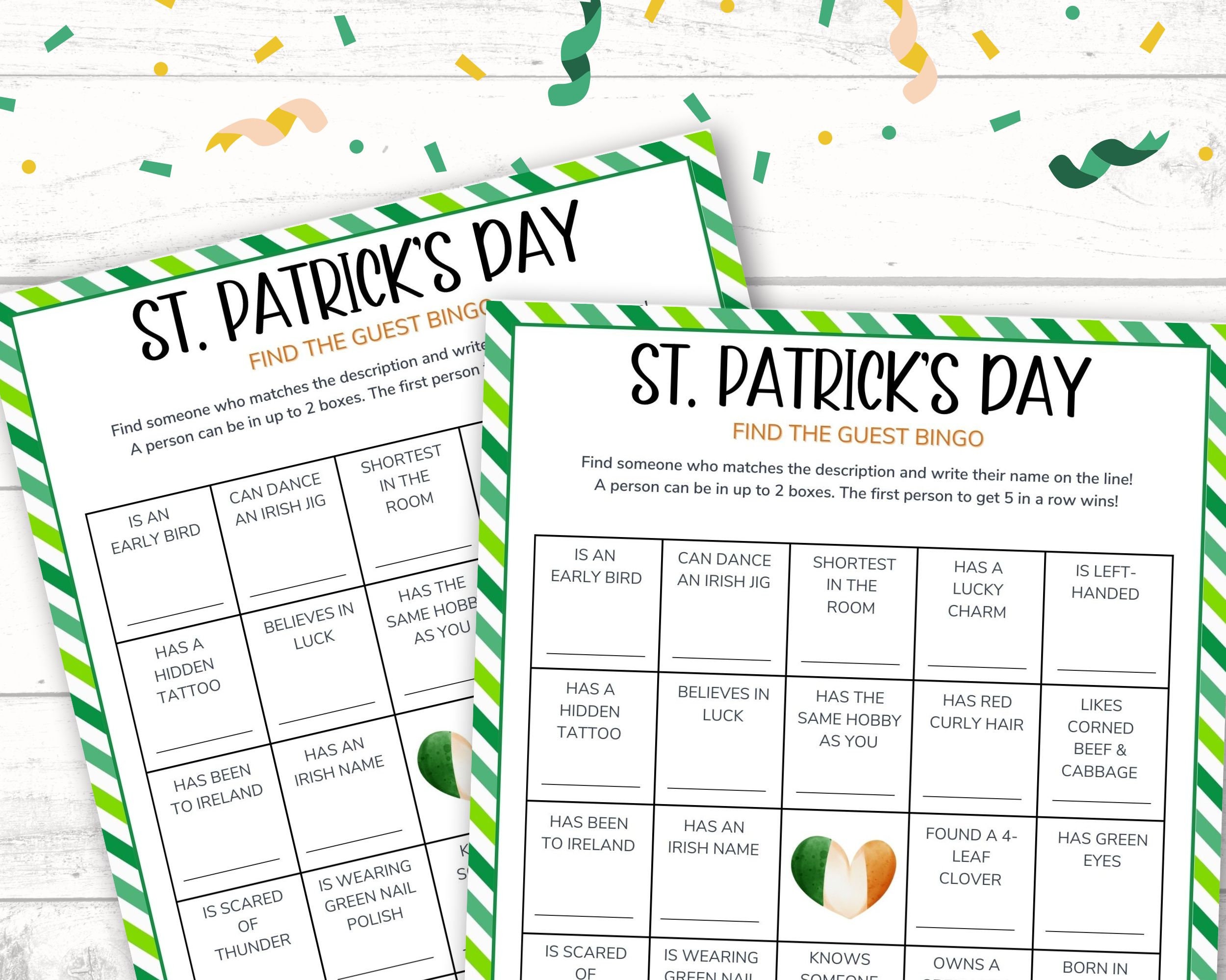 St. Patrick's Human Bingo, Ice Breaker, Adult Party Games, Office Party ...