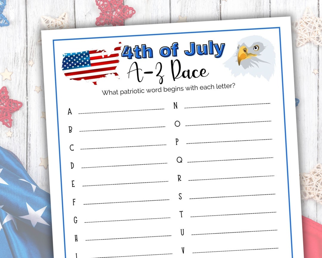 A-Z Race for the Fourth of July, 4th of July Game, Fun Family Game for ...