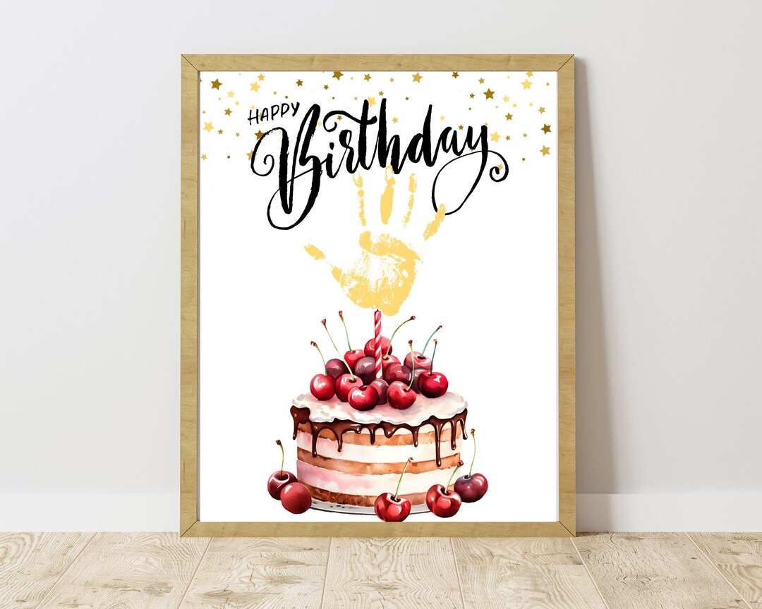 Happy Birthday Handprint Art, Handprint Keepsake Gift for Mom or Dad ...