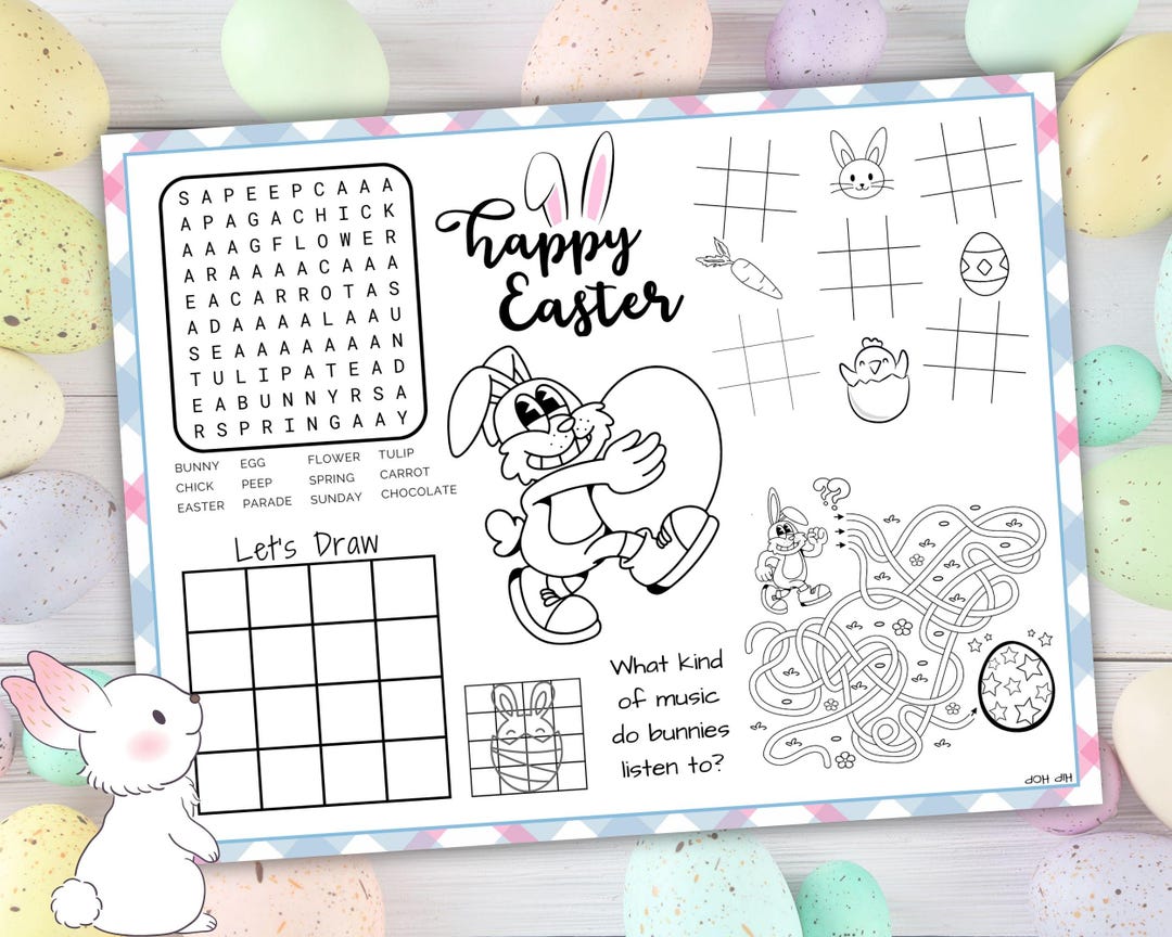 Easter Placemats, Coloring Placemats, Easter Activity for Kids, Easter ...