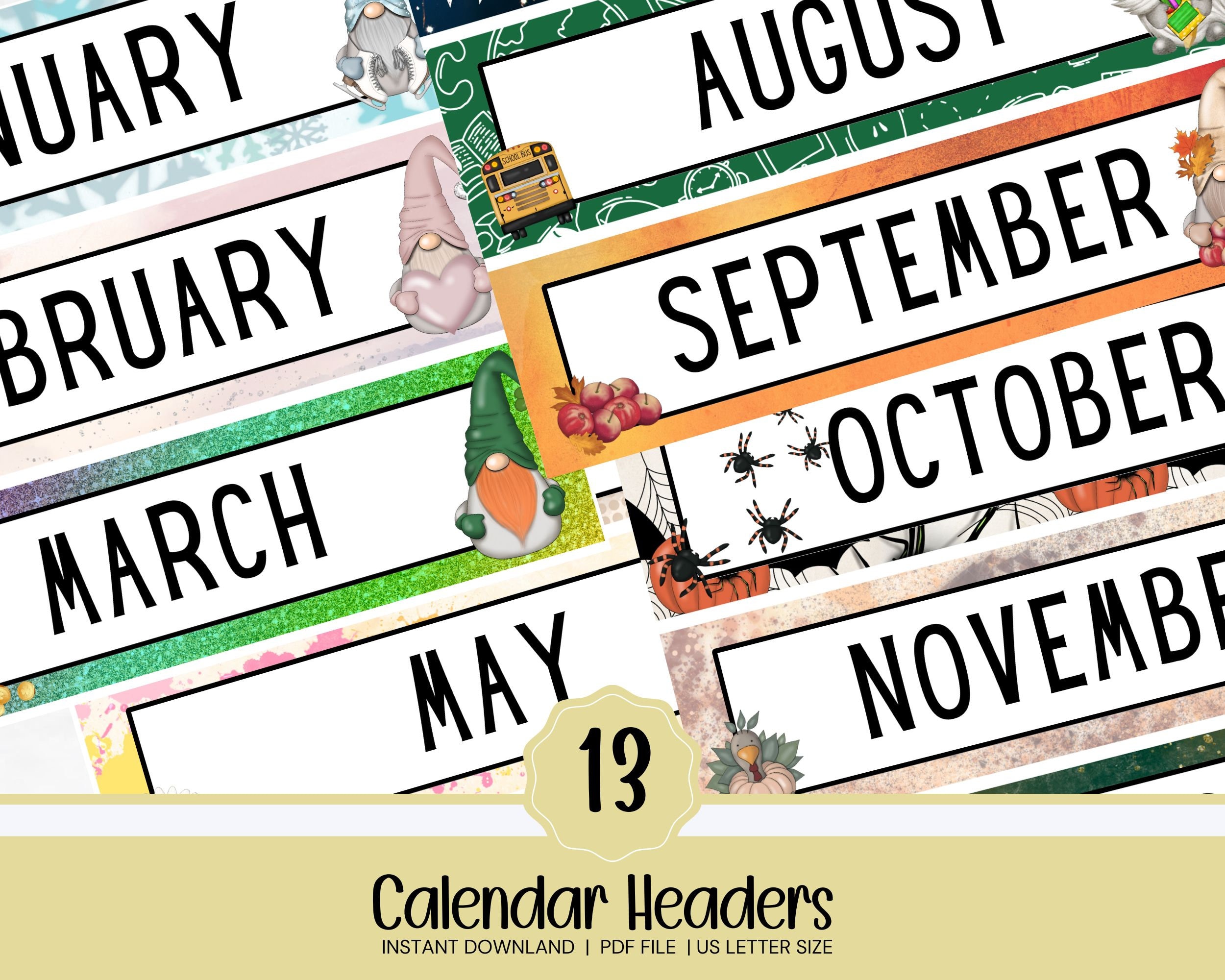 Months of the Year for Pocket Calendar, Wall Calendar for Classroom ...
