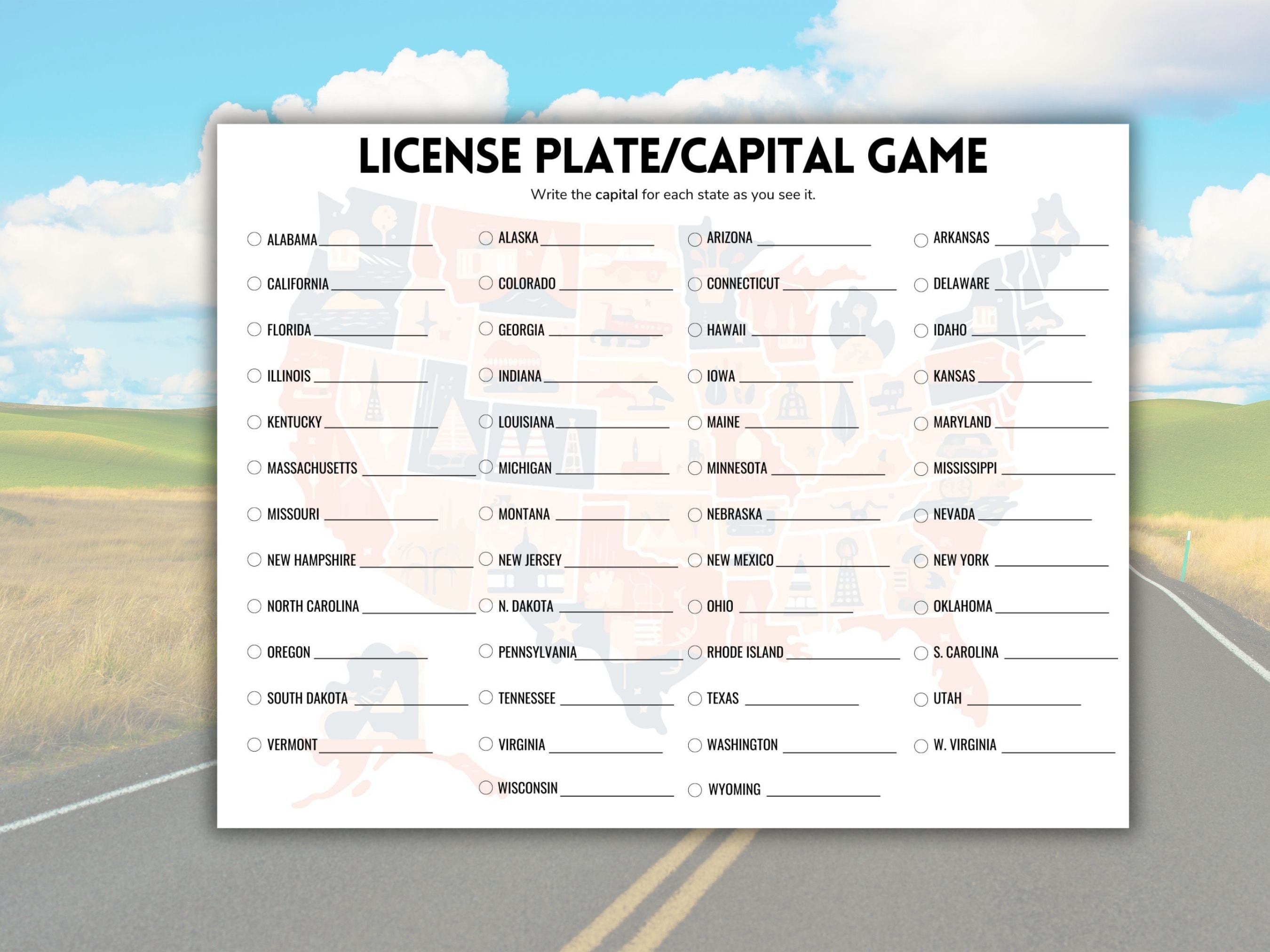 Kids Road Trip Travel Games, License Plate Game, I Spy License Plate ...
