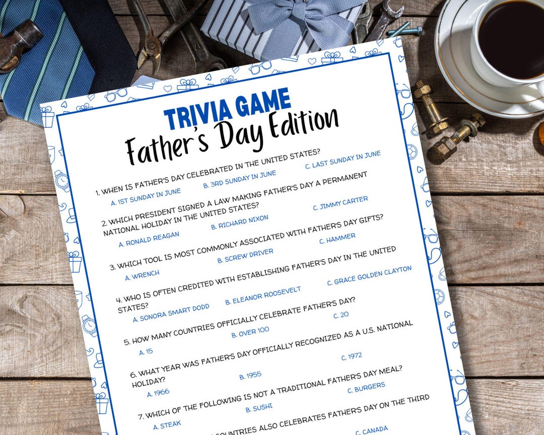 Father's Day Printable Trivia Game, Father's Day Games, Dad Trivia ...