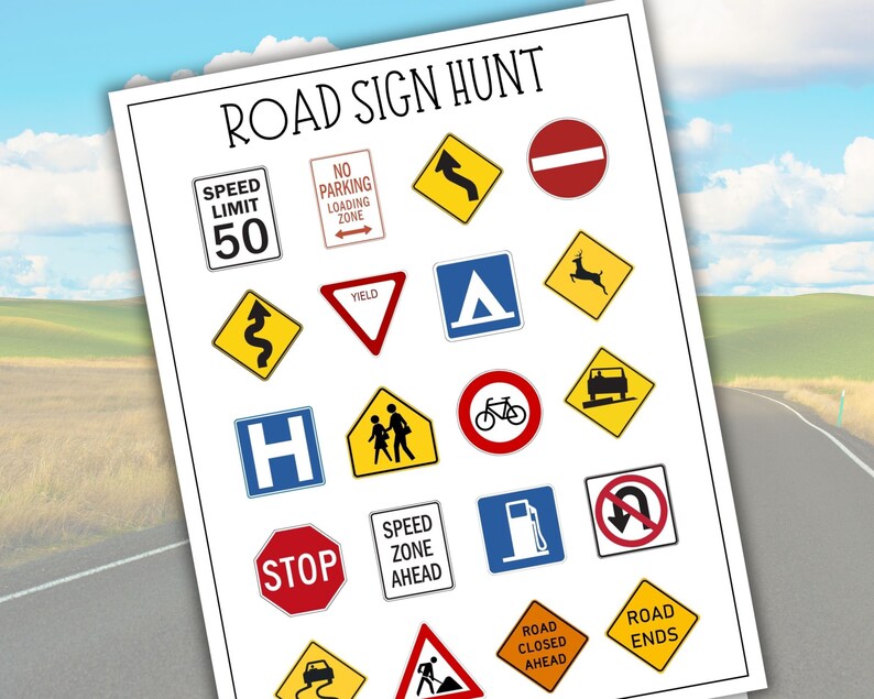 Car Games for Kids, Road Trip Activities, Road Trip Games, Road Signs ...
