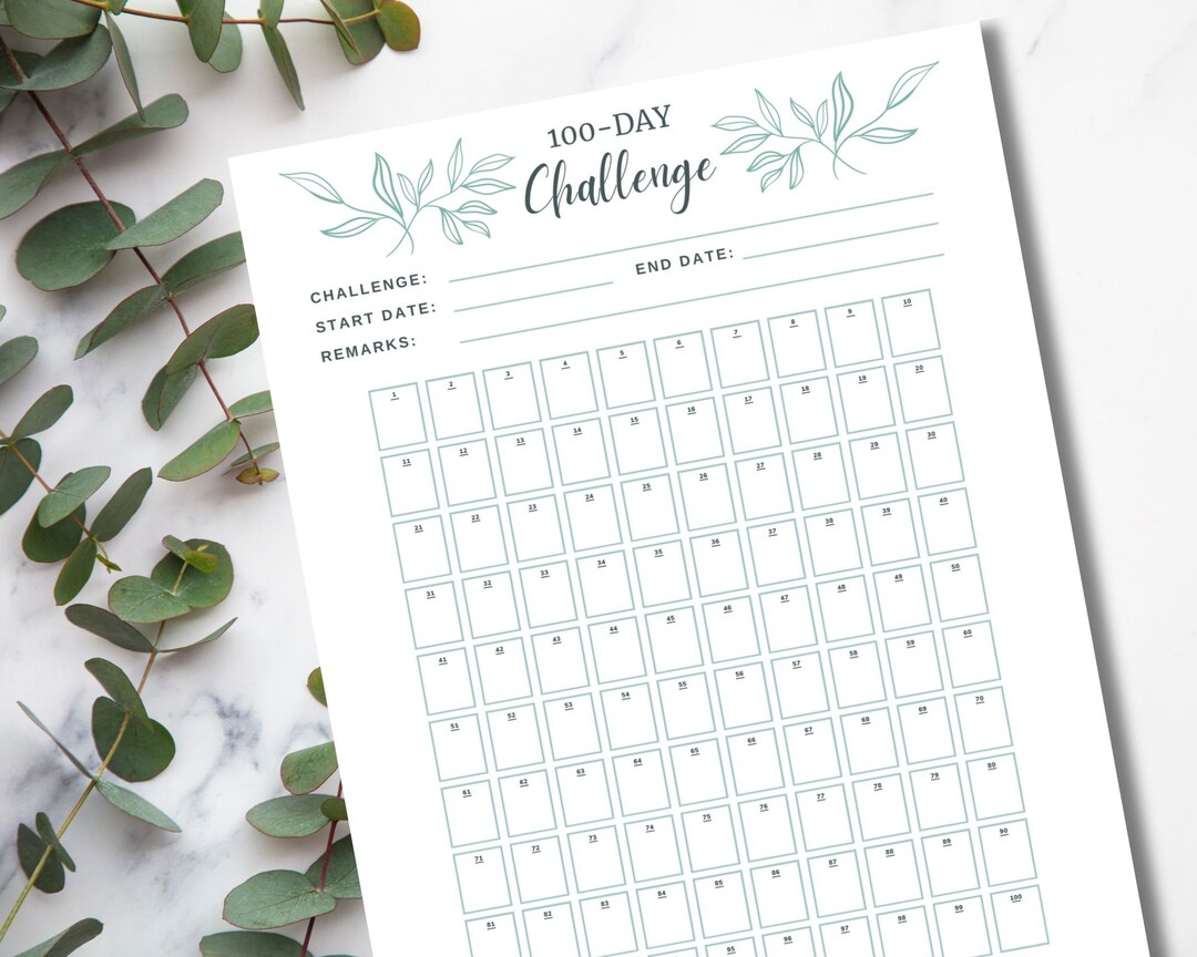 100 Day Challenge Printable, Habit Tracker PDF, Daily Habit Tracker ...