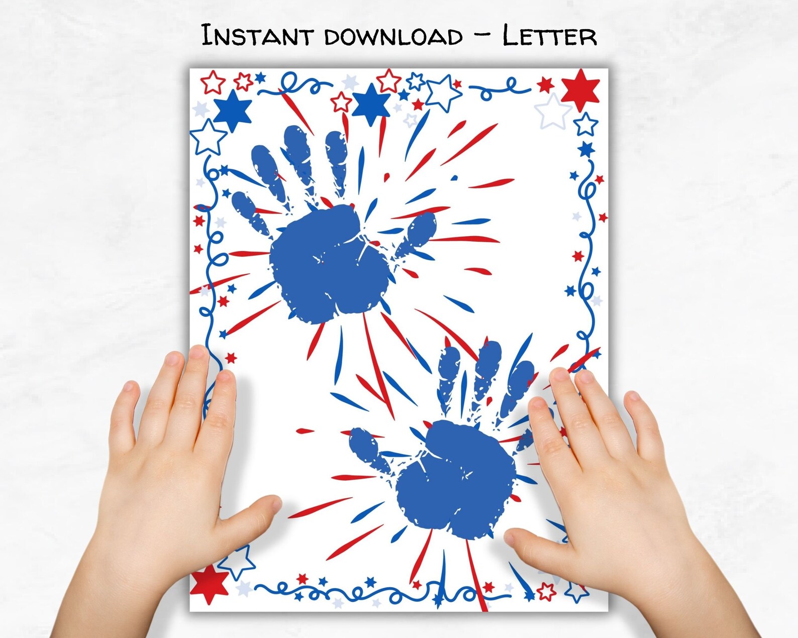 Handprint Art Printable, Patriotic Handprint Art Craft, Printable ...