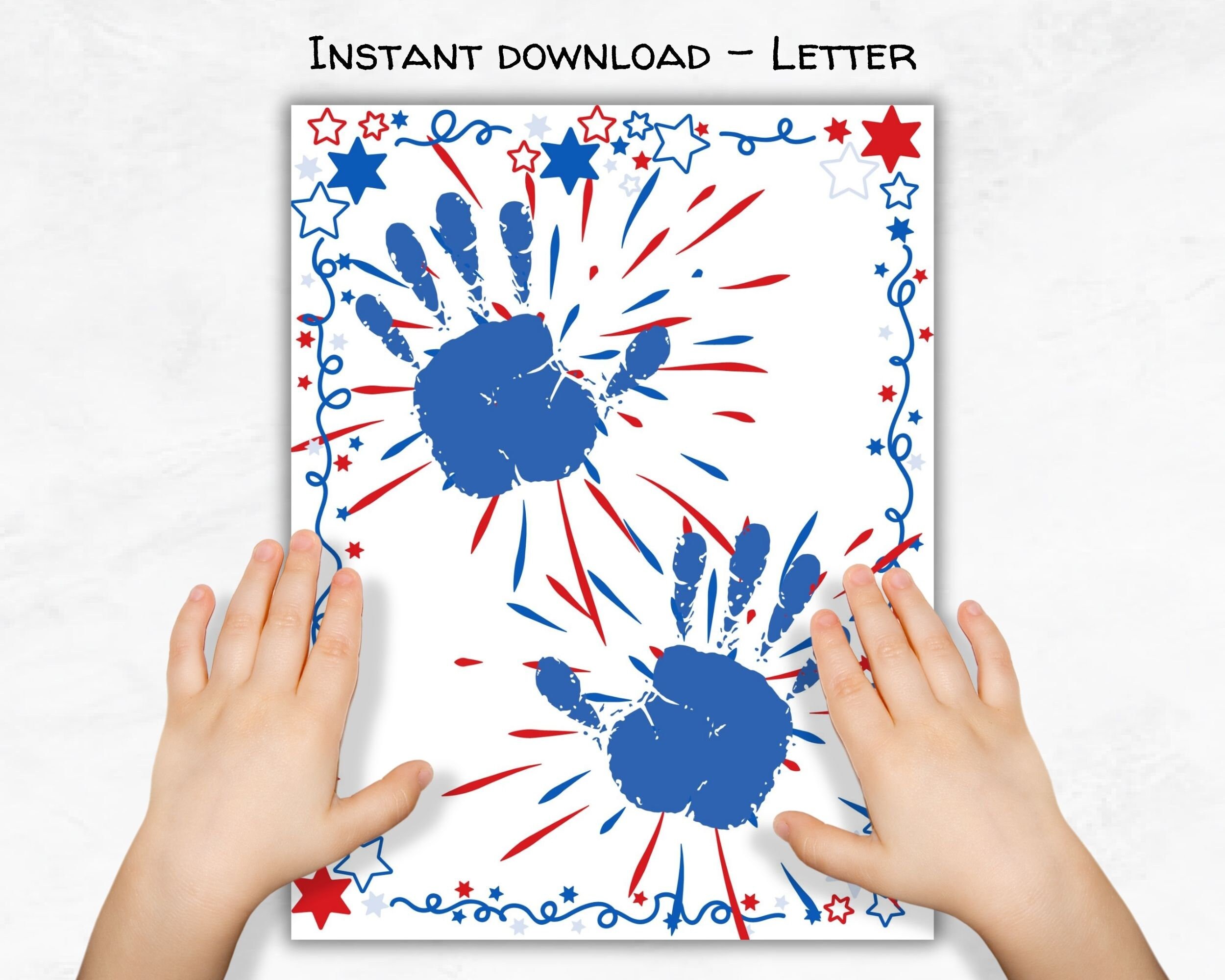 Handprint Art Printable, Patriotic Handprint Art Craft, Printable ...