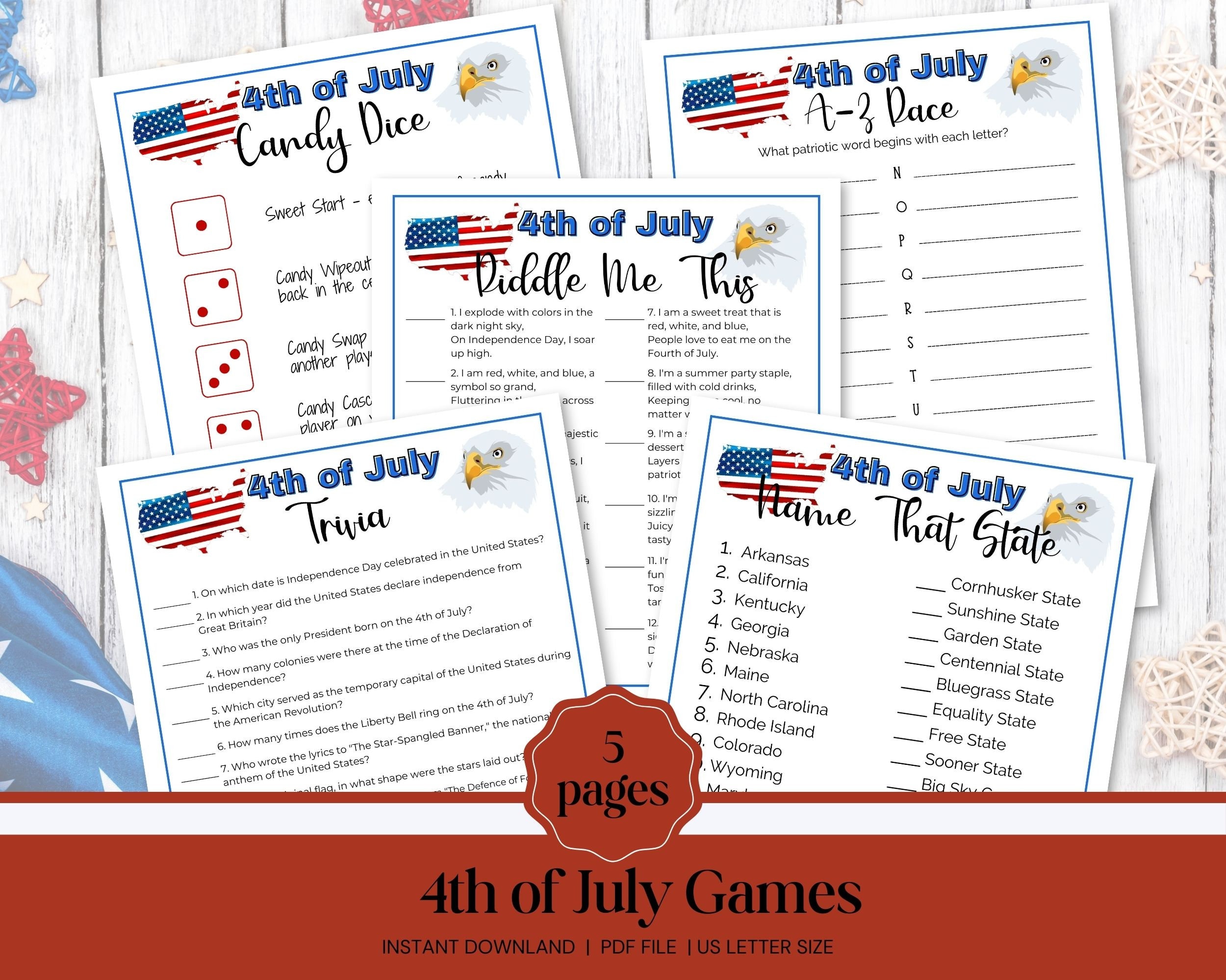 4th of July Party Games, Independence Games for Kids, 4th of July ...