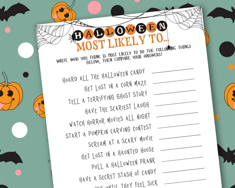 Halloween Most Likely to Game, Halloween Activity for Kids and Adults ...