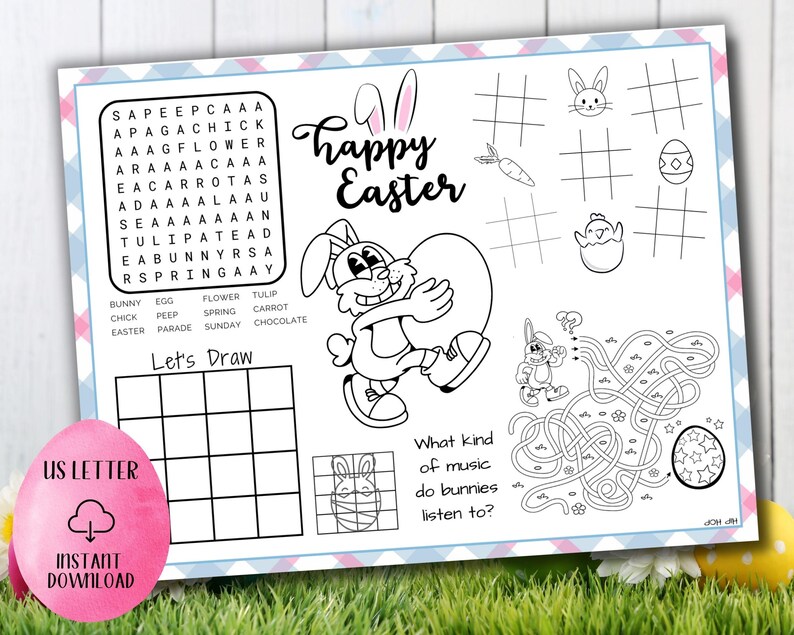 Easter Placemats, Coloring Placemats, Easter Activity for Kids, Easter ...