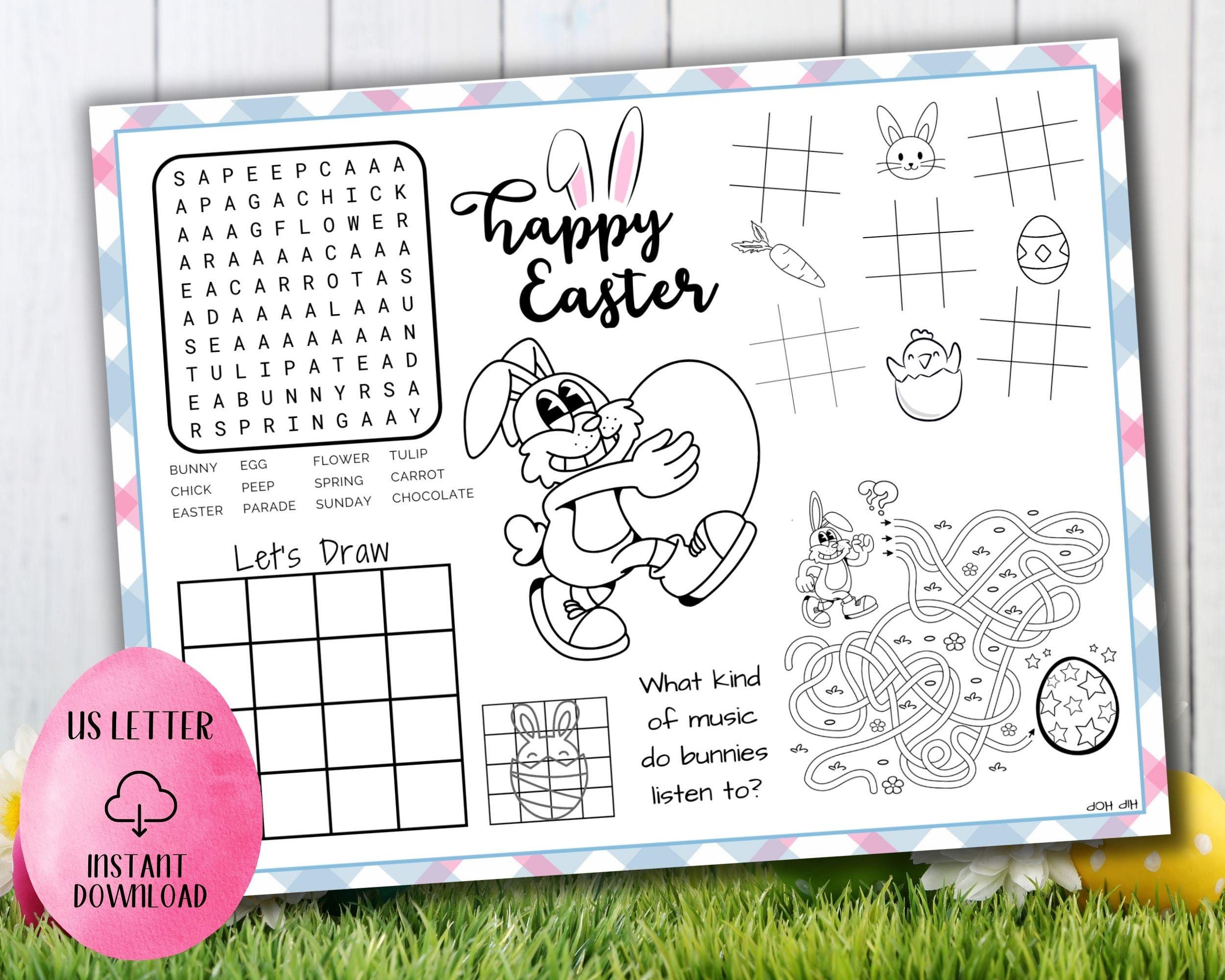 Easter Placemats, Coloring Placemats, Easter Activity for Kids, Easter ...
