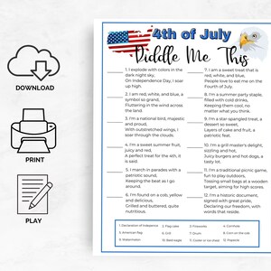 Funny 4th of July Printable, Riddle Me This Trivia Questions and ...