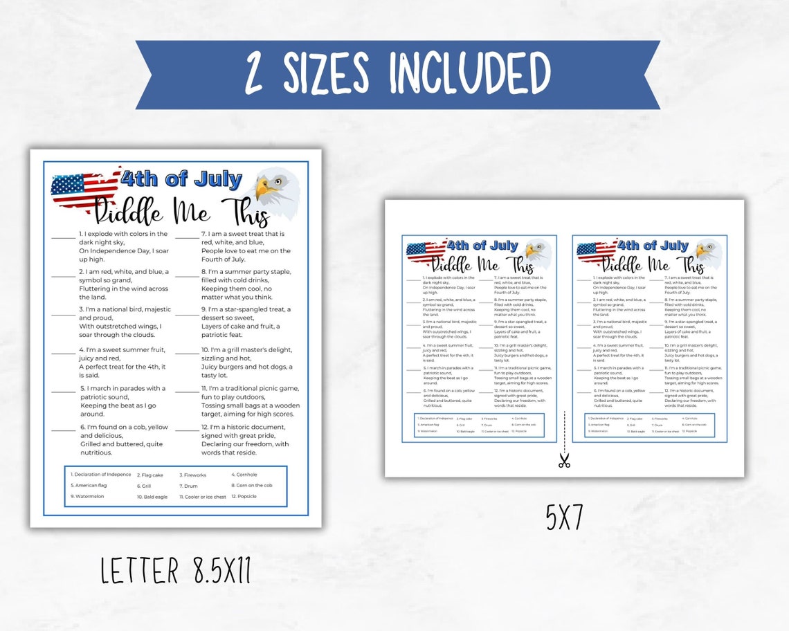 Funny 4th of July Printable, Riddle Me This Trivia Questions and ...