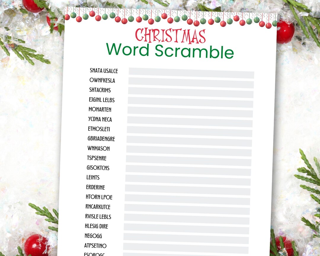 Christmas Word Game, Christmas Word Scramble With Answers, Christmas ...