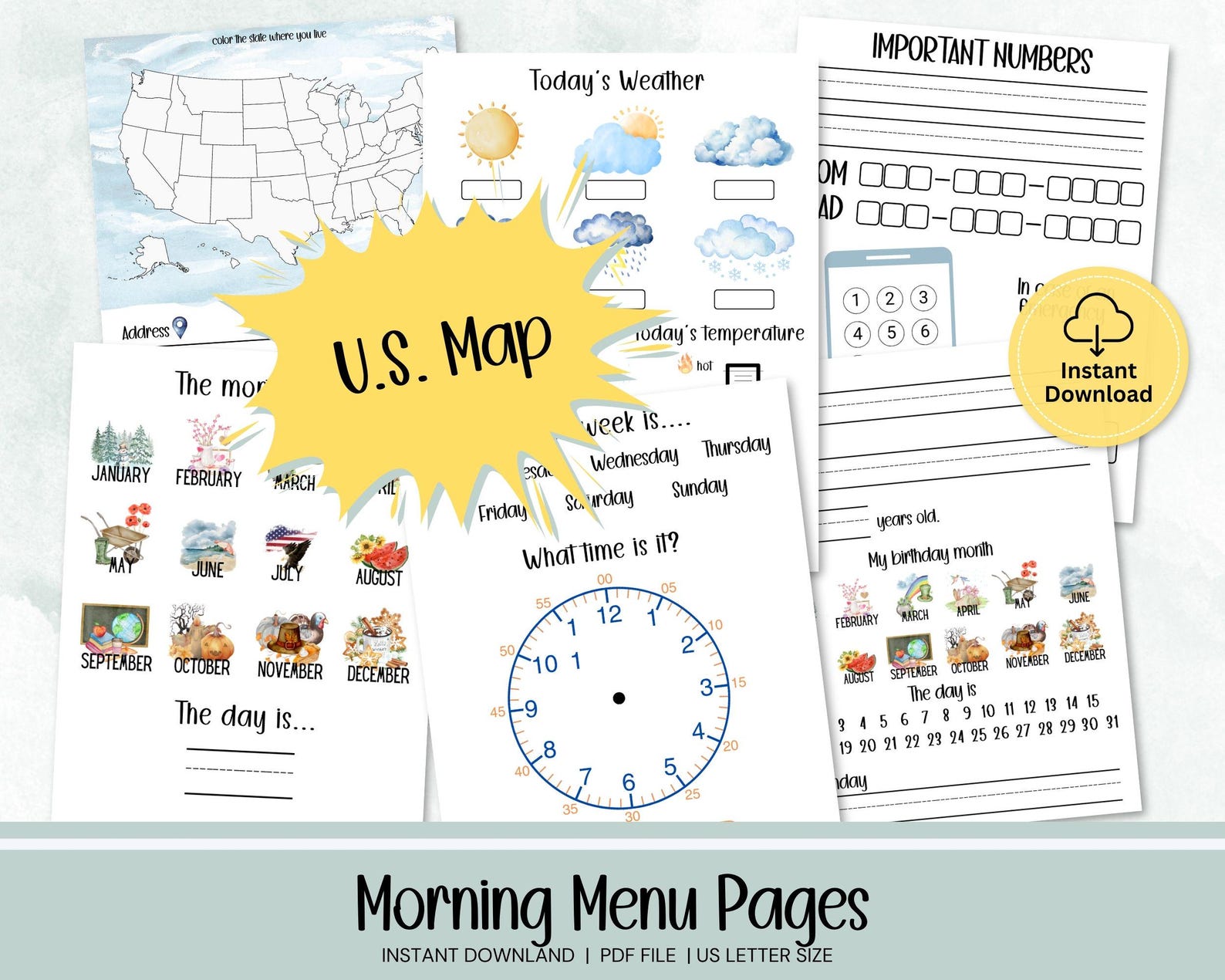 Morning Menu Homeschool, Morning Menu Printable, Morning Calendar for ...