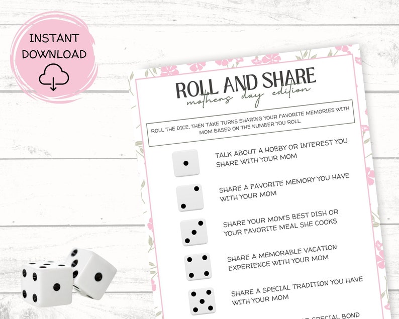 Mother's Day Games, Mother's Day Roll and Share Game, Mother's Day ...