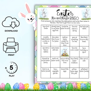 Easter Mix and Mingle Bingo, Easter Human Bingo, Find Some Who Easter ...