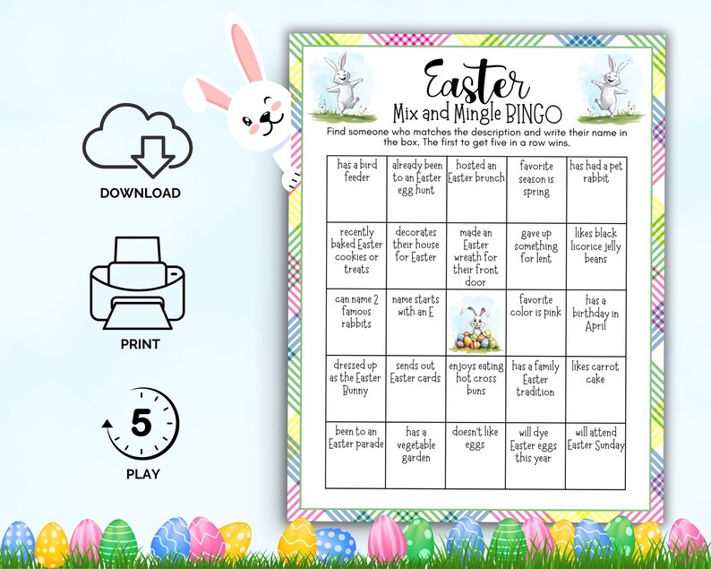 Easter Mix and Mingle Bingo, Easter Human Bingo, Find Some Who Easter ...