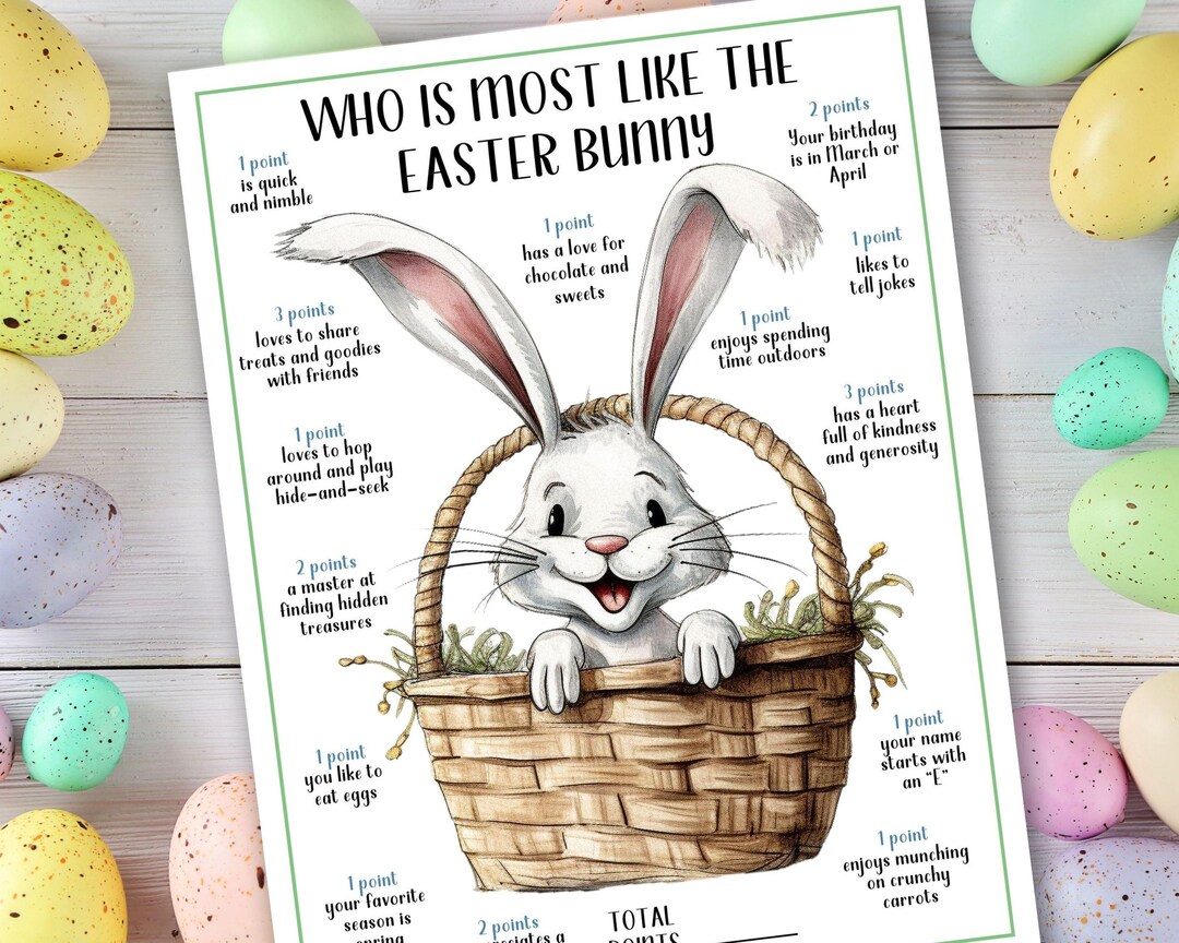 Who is Most Like the Easter Bunny Game, Easter Icebreaker Printable ...
