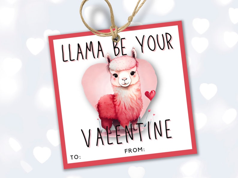 Printable Valentine Tags, Llama Valentines Printable for Kids ...