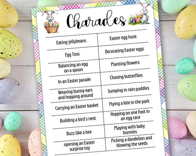 Printable Easter Charades Game for Kids & Adults | Fun Easter Party ...