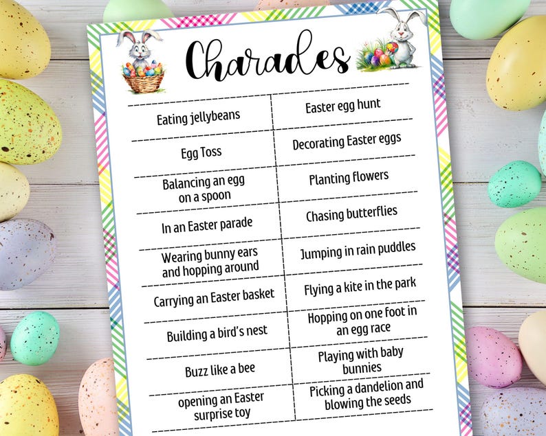 Easter Charades Game Printable for Kids, Easter Activity and Icebreaker ...