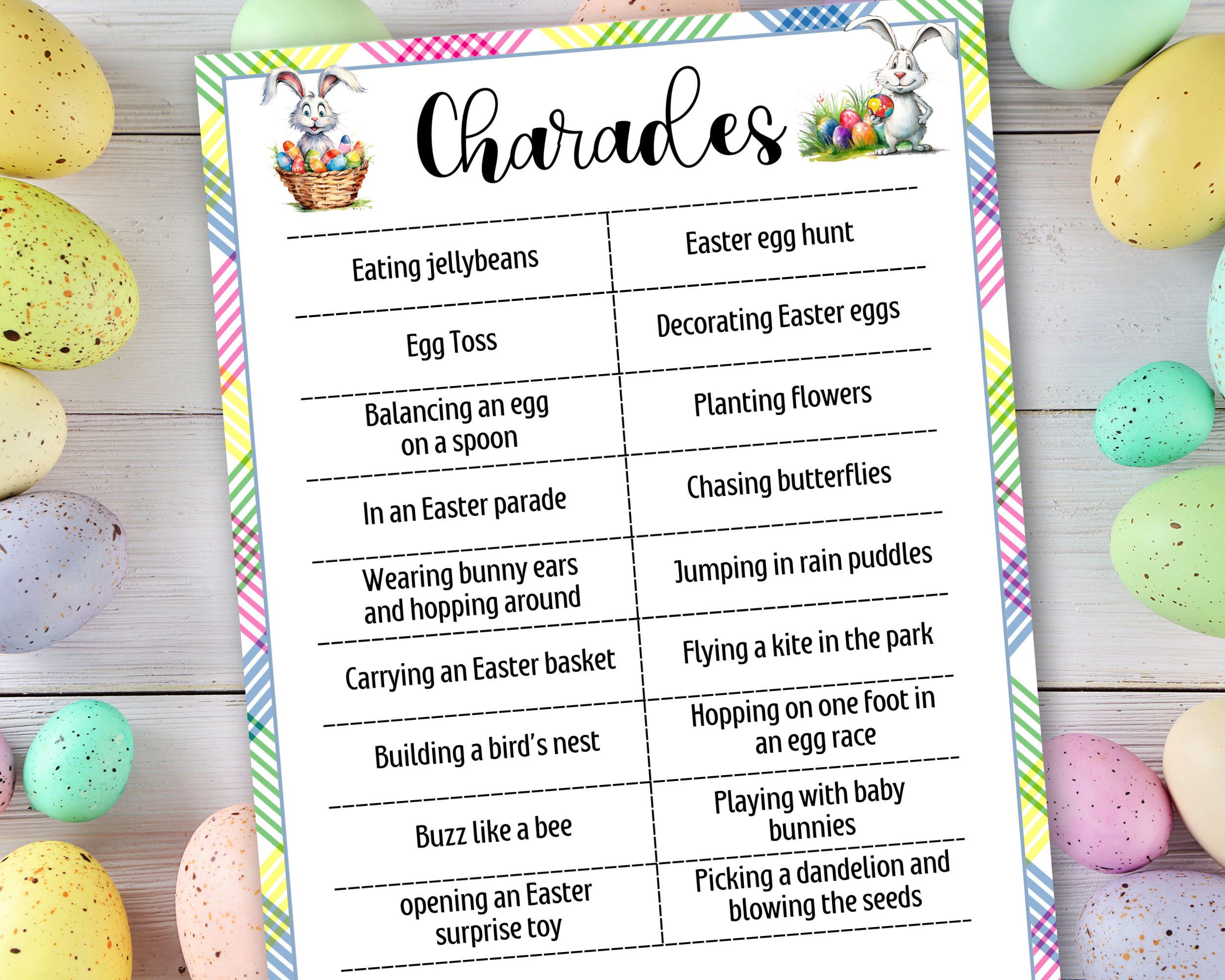 Easter Charades Game Printable for Kids, Easter Activity and Icebreaker ...