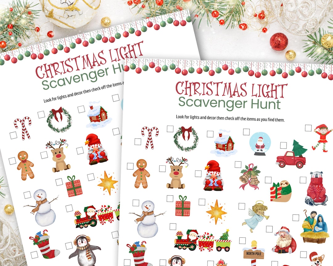 Christmas Lights Scavenger Hunt for Kids, Christmas Scavenger Hunt ...