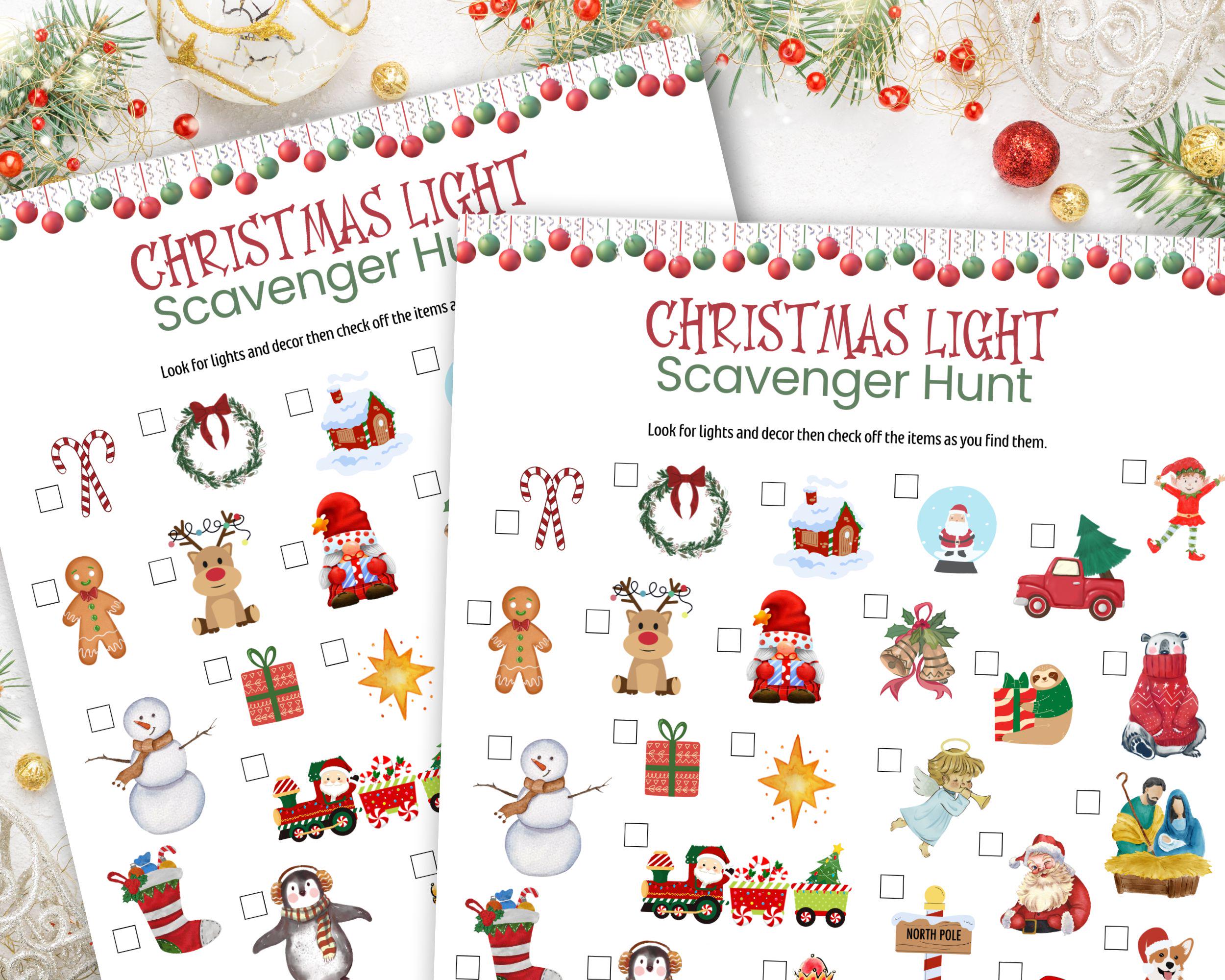 Christmas Lights Scavenger Hunt for Kids, Christmas Scavenger Hunt ...