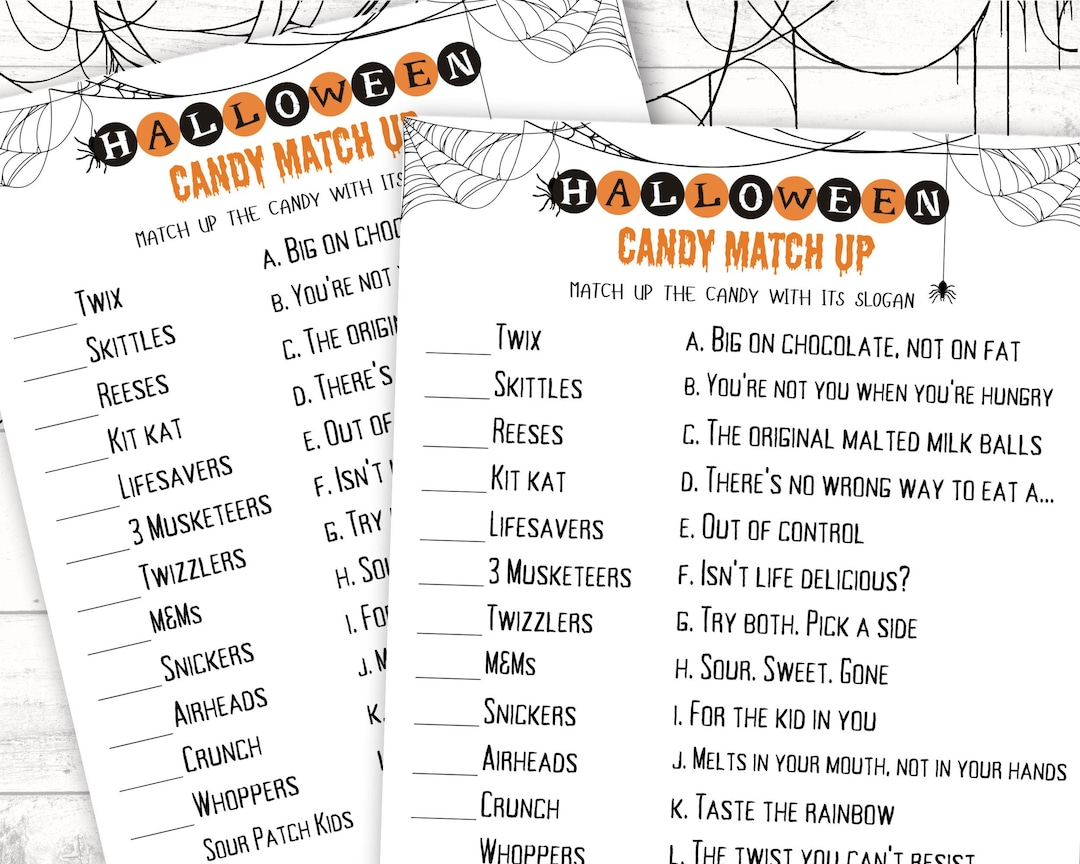Halloween Trivia Candy Match Game, Halloween Candy Guessing Game ...