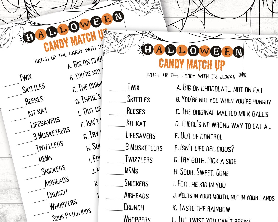Halloween Trivia Candy Match Game, Halloween Candy Guessing Game ...