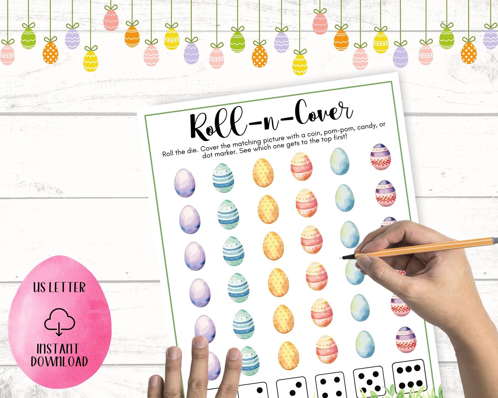 Printable Easter Roll and Race Dice Game , Roll and Cover Dice Game ...