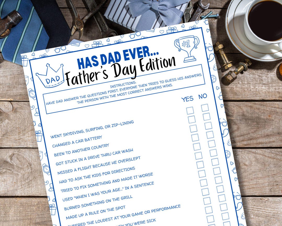 Dad Questionnaire Father's Day, Dad Games for Kids, Dad Ever or Never ...