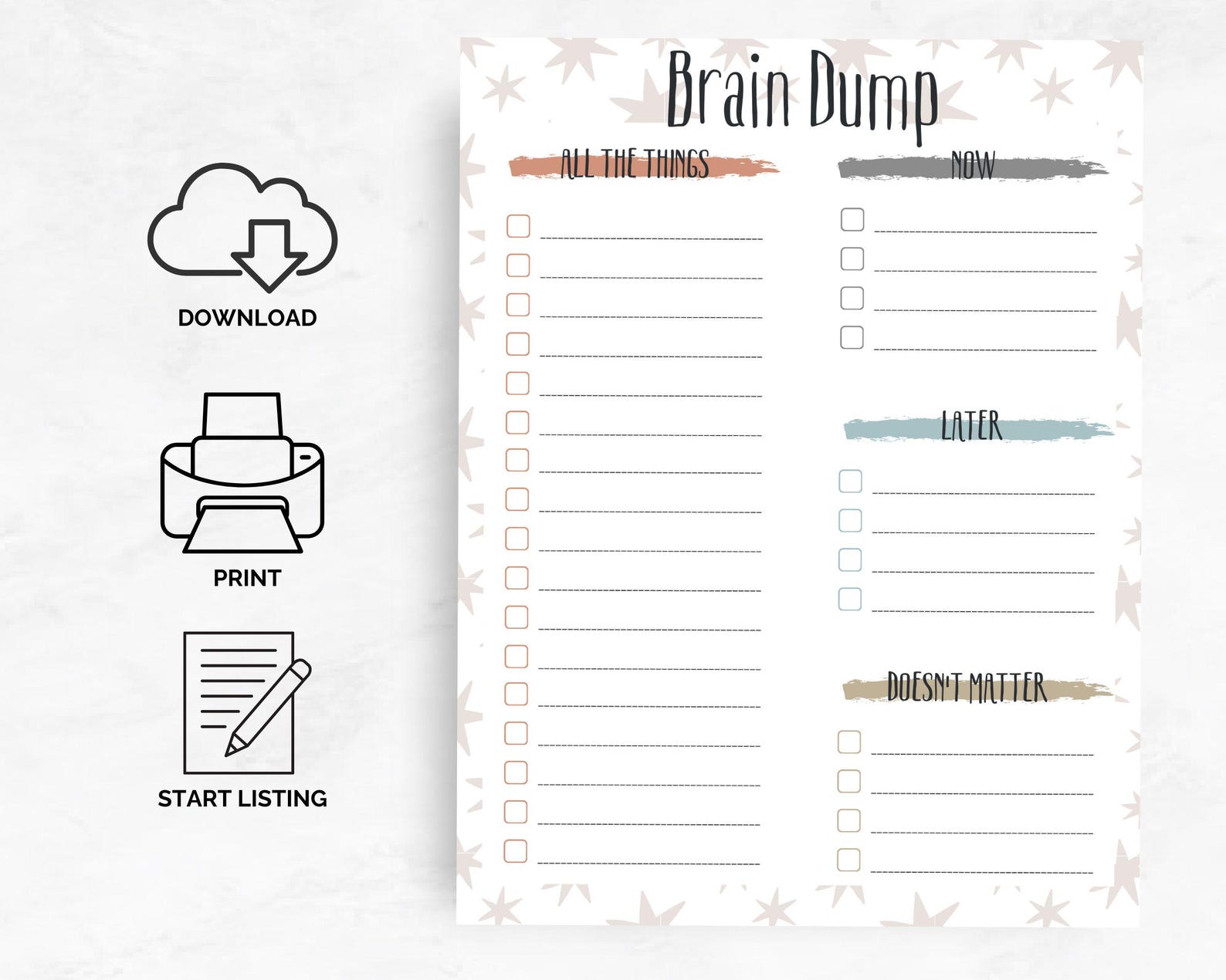 Brain Dump Printable, Brain Dump Template, ADHD Printable, Thought ...