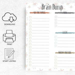 Brain Dump Printable, Brain Dump Template, ADHD Printable, Thought ...