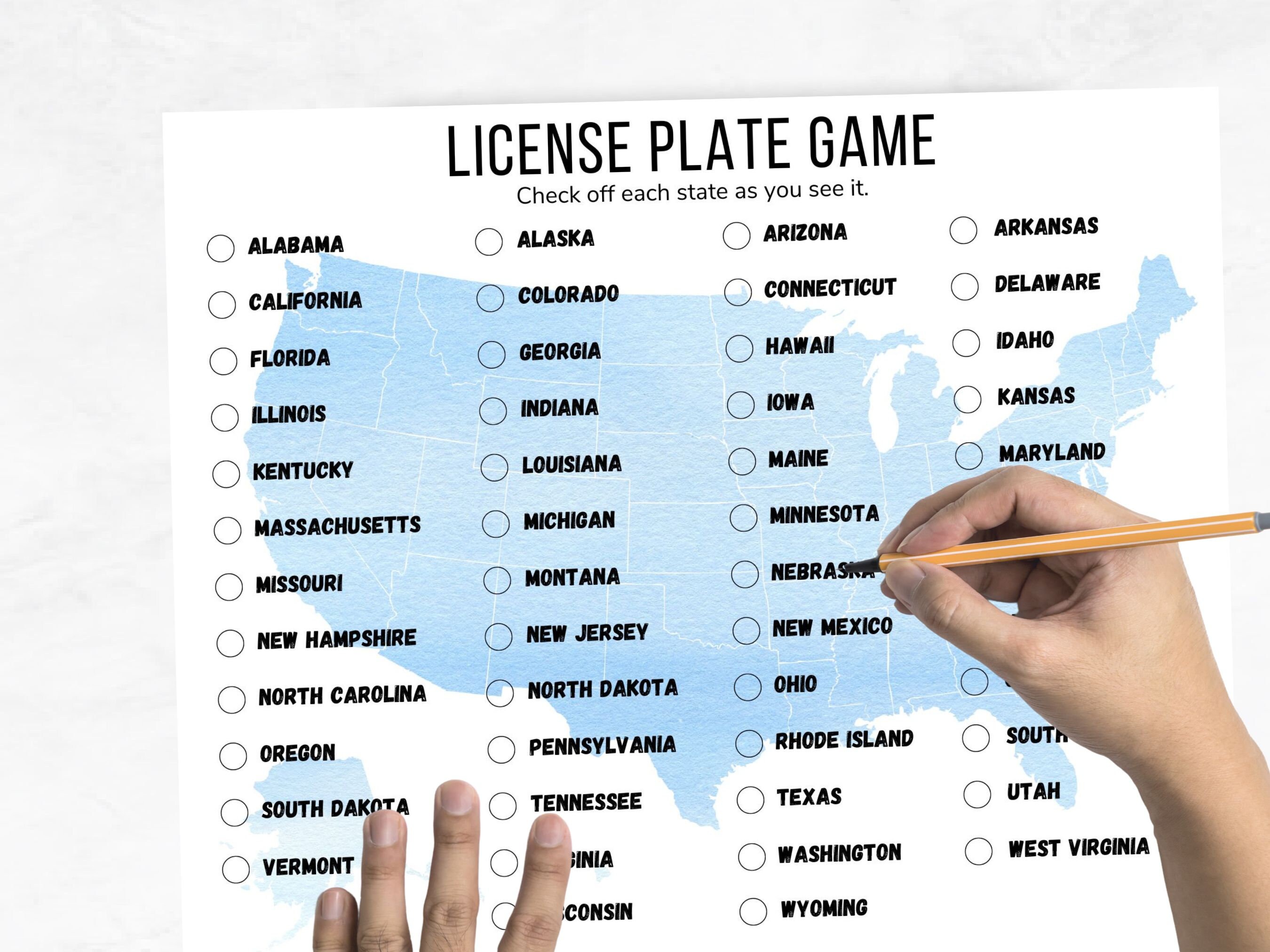 Road Trip License Plate Game, Kids Games Road Trip, Car Games, Travel ...