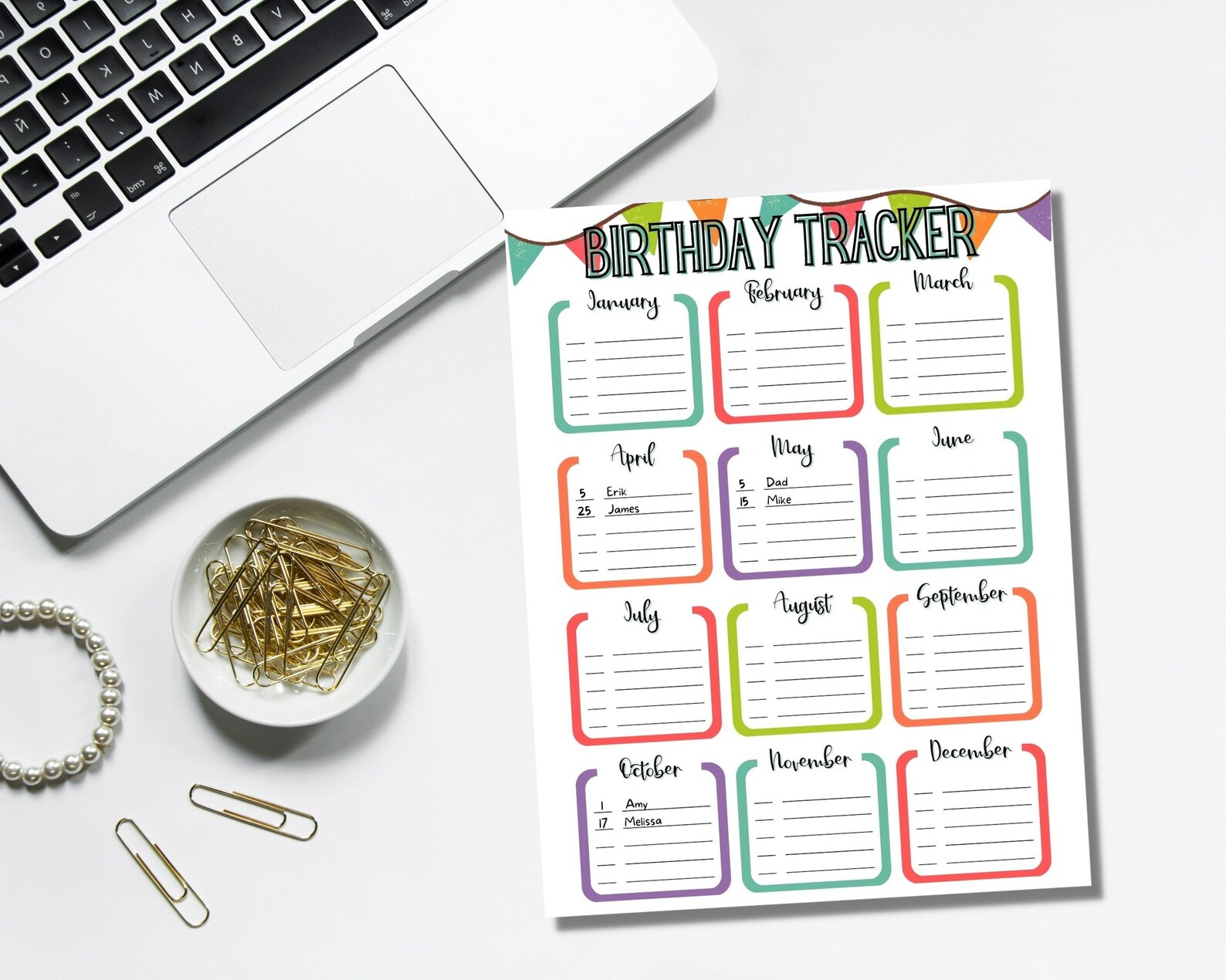 Birthday Tracker PDF, Birthday Calendar, Printable Birthday Tracker PDF ...