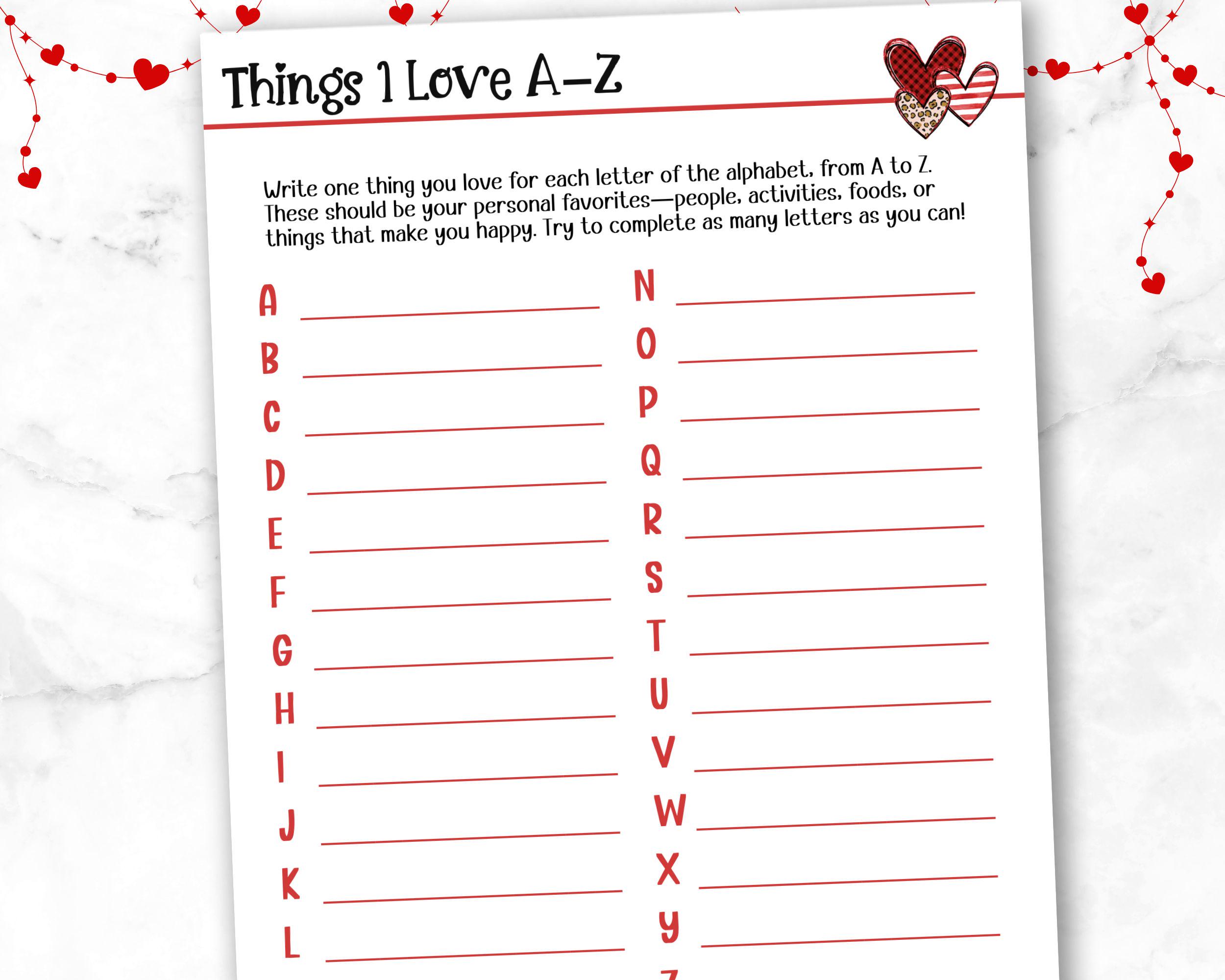Valentine A to Z Word Activity, Galentines Game, Valentine Alphabet ...