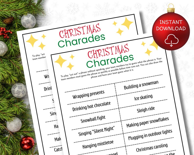 Christmas Charades Game, Guess Who Game, Friendsmas Games, Christmas ...