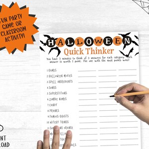 Halloween Quick Thinker Game, Printable Halloween Kids Activity ...