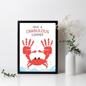 Summer Handprint Crab Craft, Handprint Art Printable, Toddler Handprint ...