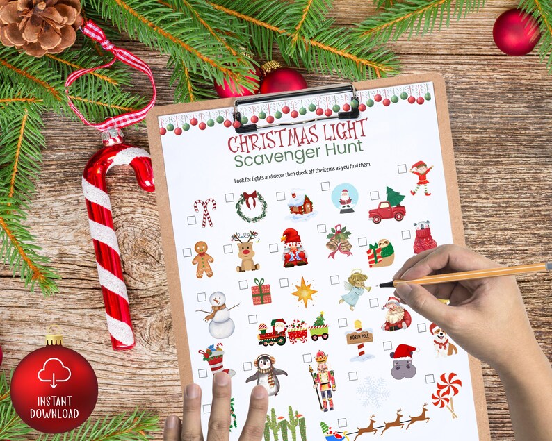 Christmas Lights Scavenger Hunt for Kids, Christmas Scavenger Hunt ...